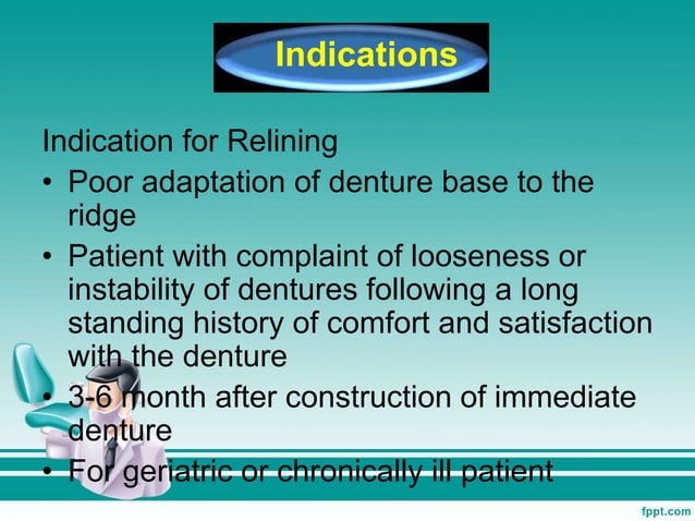 Relining and rebasing | PPTX | Dental Health | Diseases and Conditions