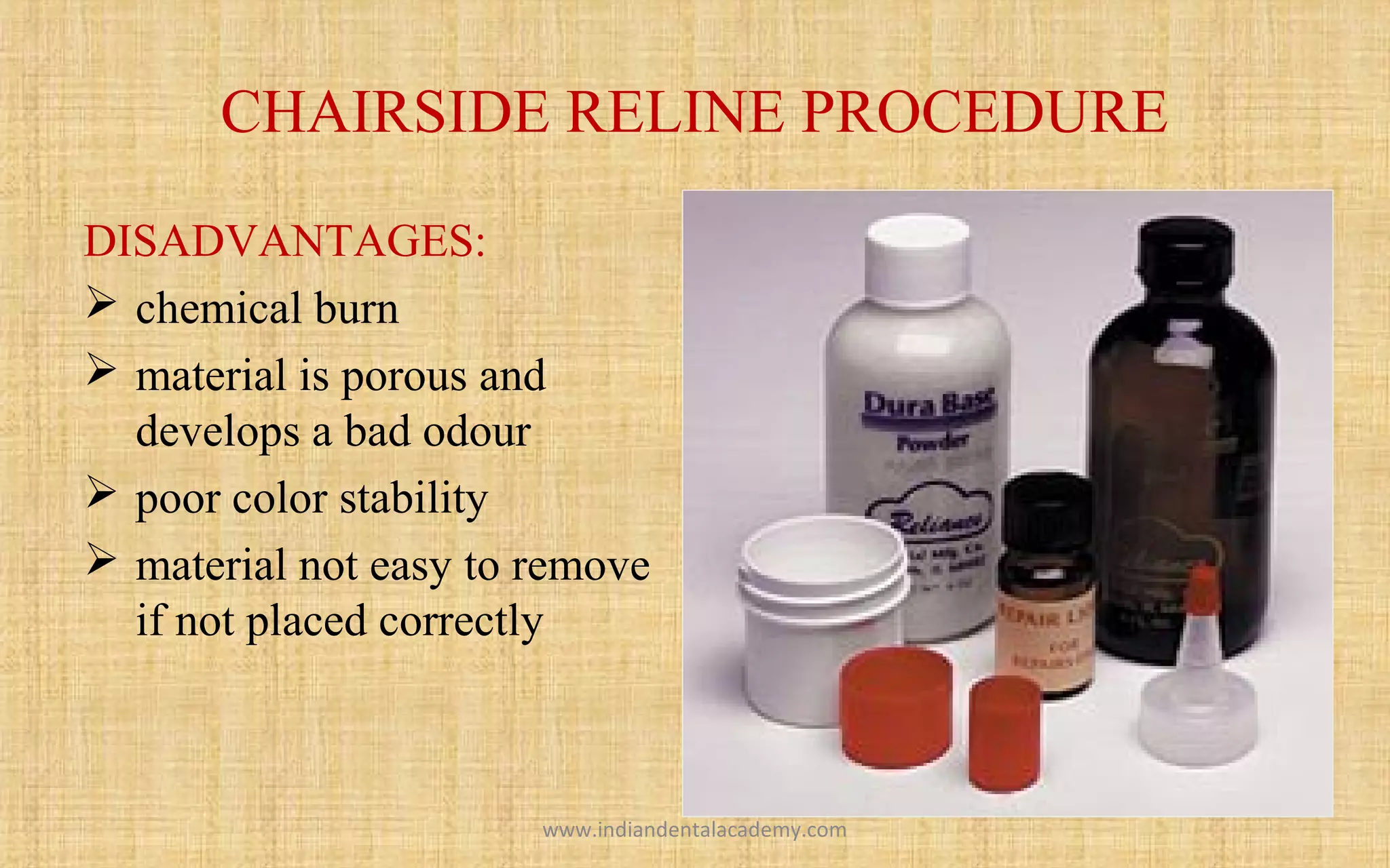 Relining and rebasing in complete dentures / Labial orthodontics ...