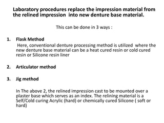 Relining and rebasing in complete dentures | PPTX