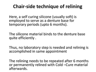 Relining and rebasing in complete dentures | PPTX