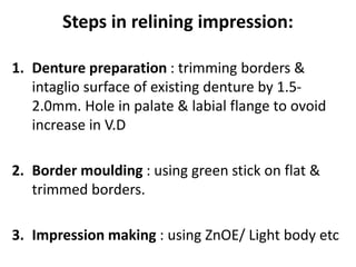 Relining and rebasing in complete dentures | PPTX
