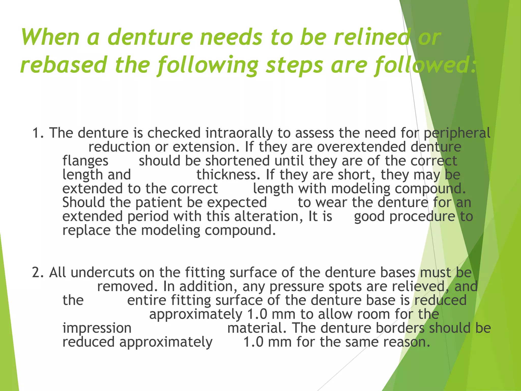Relining and rebasing of complete dentures | PPT