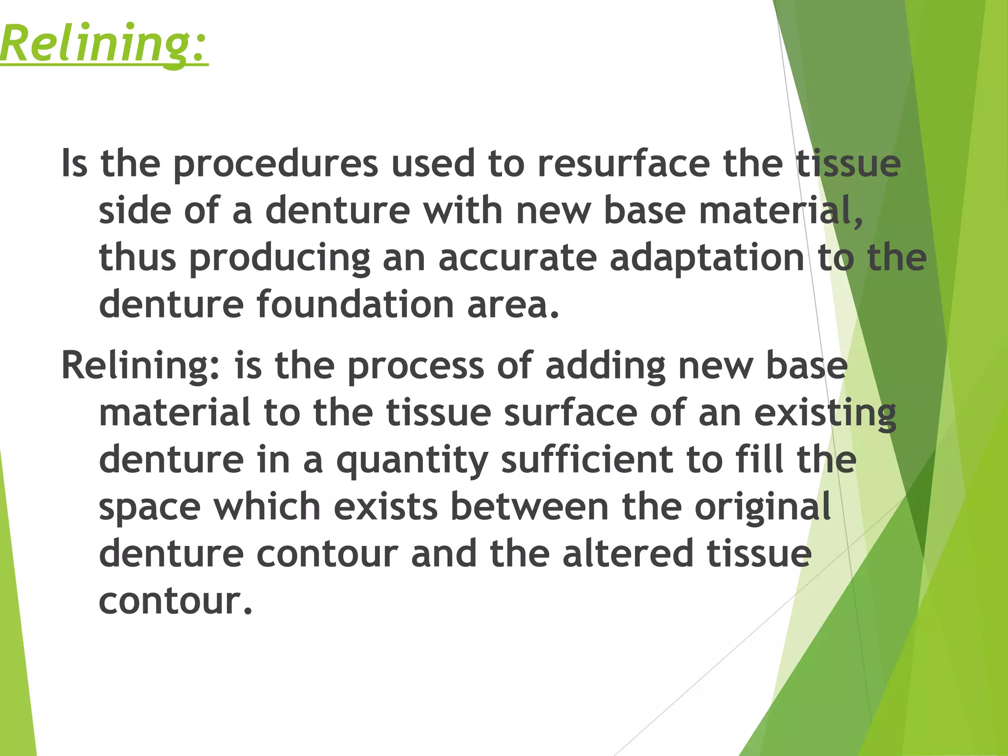 Relining and rebasing of complete dentures | PPT
