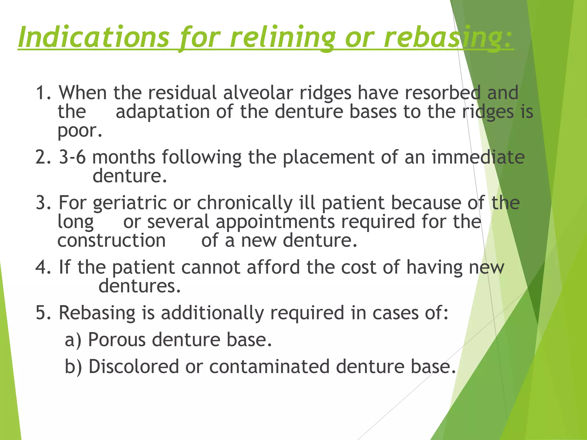 Relining and rebasing of complete dentures | PPT