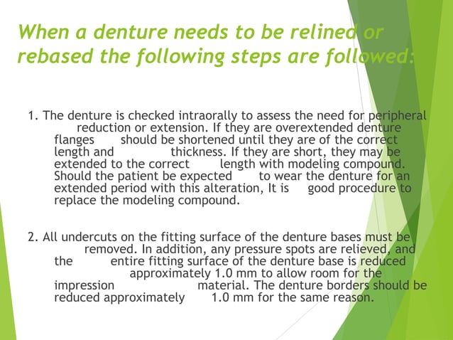 Relining and rebasing of complete dentures | PPT