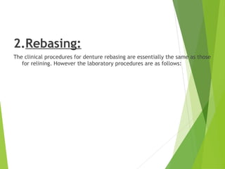 Relining and rebasing of complete dentures | PPT