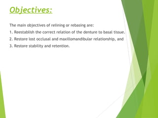Relining and rebasing of complete dentures | PPT