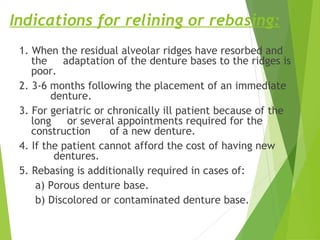 Relining and rebasing of complete dentures | PPT