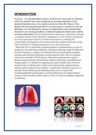 Rellining an rebasing prosthodontics | PDF