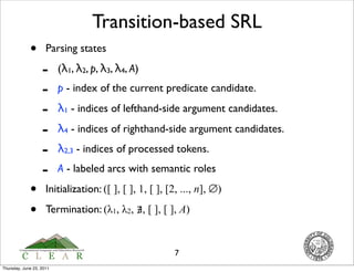 Transition-based Semantic Role Labeling Using Predicate Argument Clustering | PDF | Programming ...