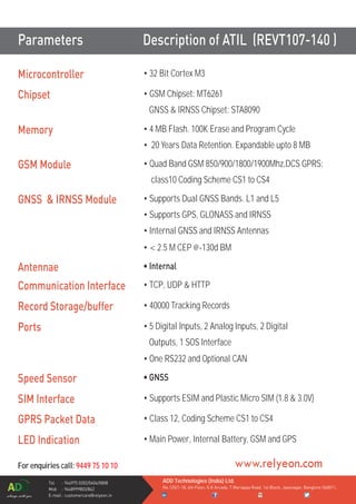 AIS 140 Certified GPS Trackers | Vehicle Management System | PDF