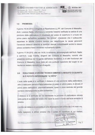 Relazione tecnica 2012 Vecchi sul plesso scolastico "Edmondo De Amicis ...