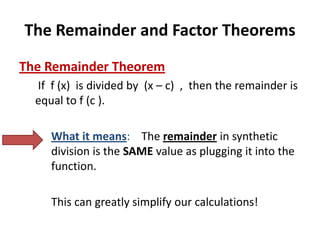 Remainder and factor theorems | PPTX