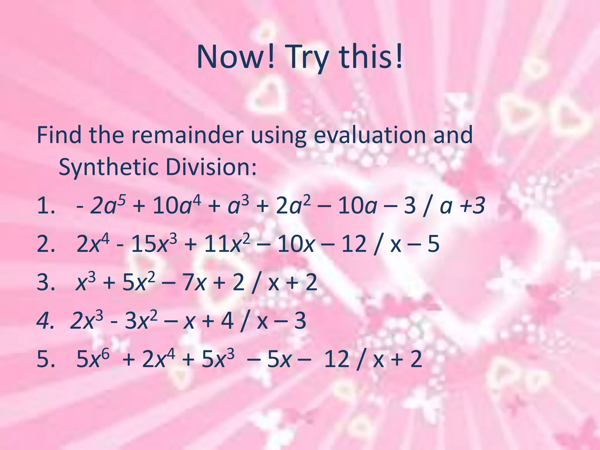 Remainder theorem | PPTX