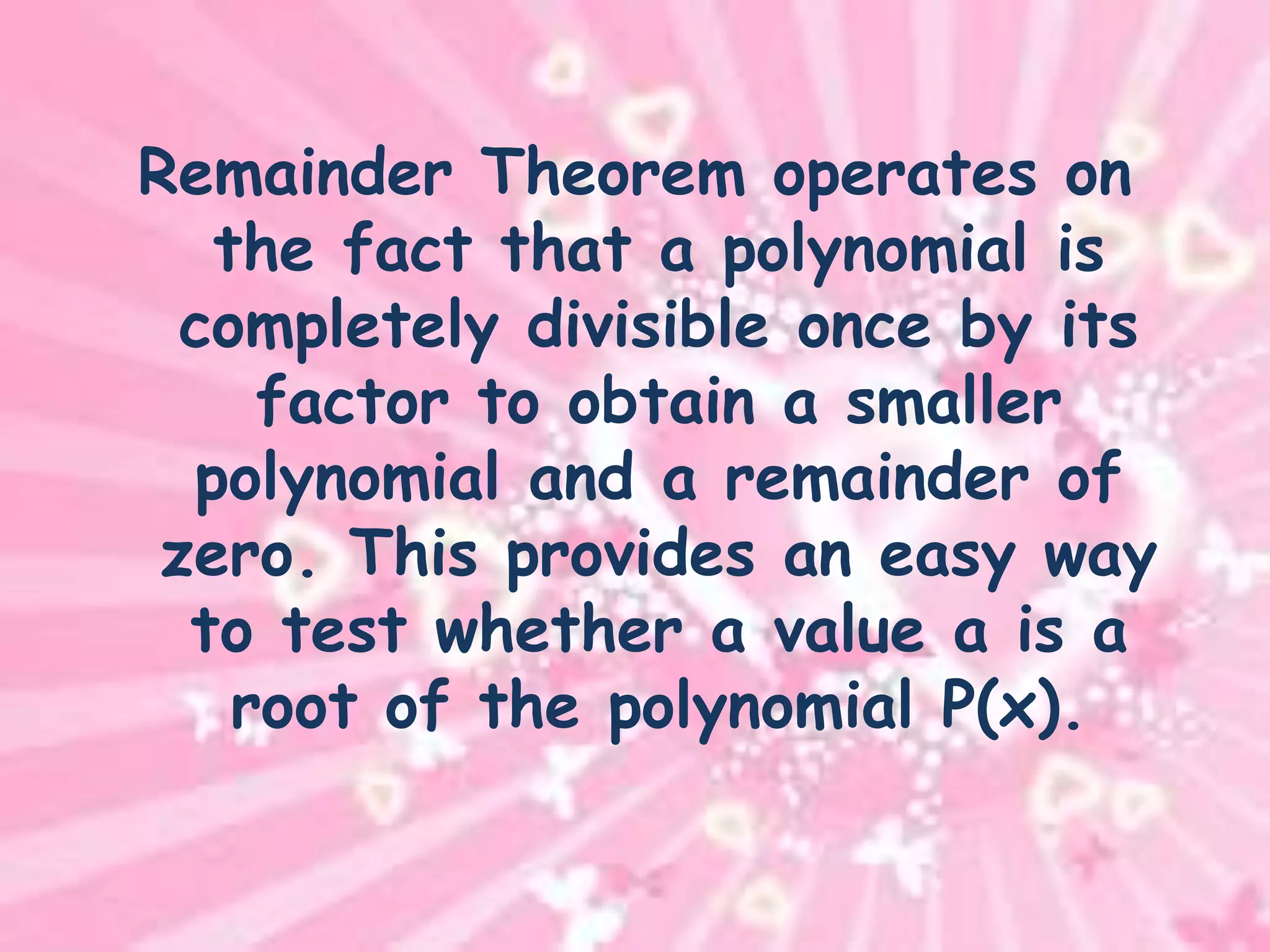 Remainder theorem | PPTX