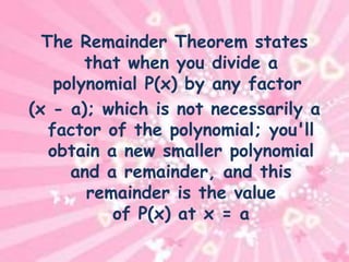 Remainder theorem | PPTX