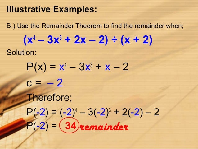 Remainder theorem