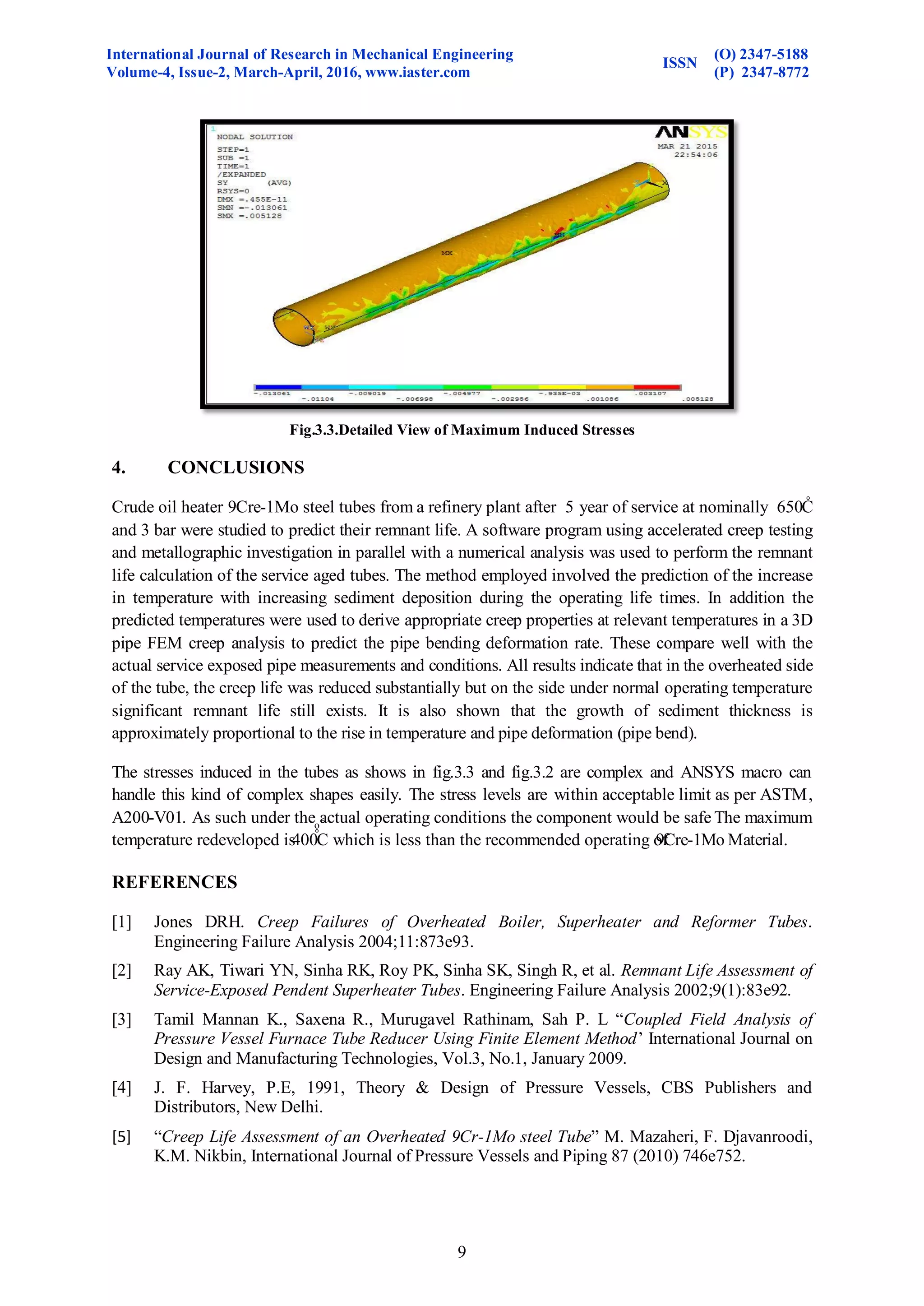 Remaining life assessment of refinery furnace tubes using finite ...