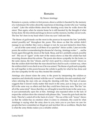 Remains - Simon Armitage | DOCX