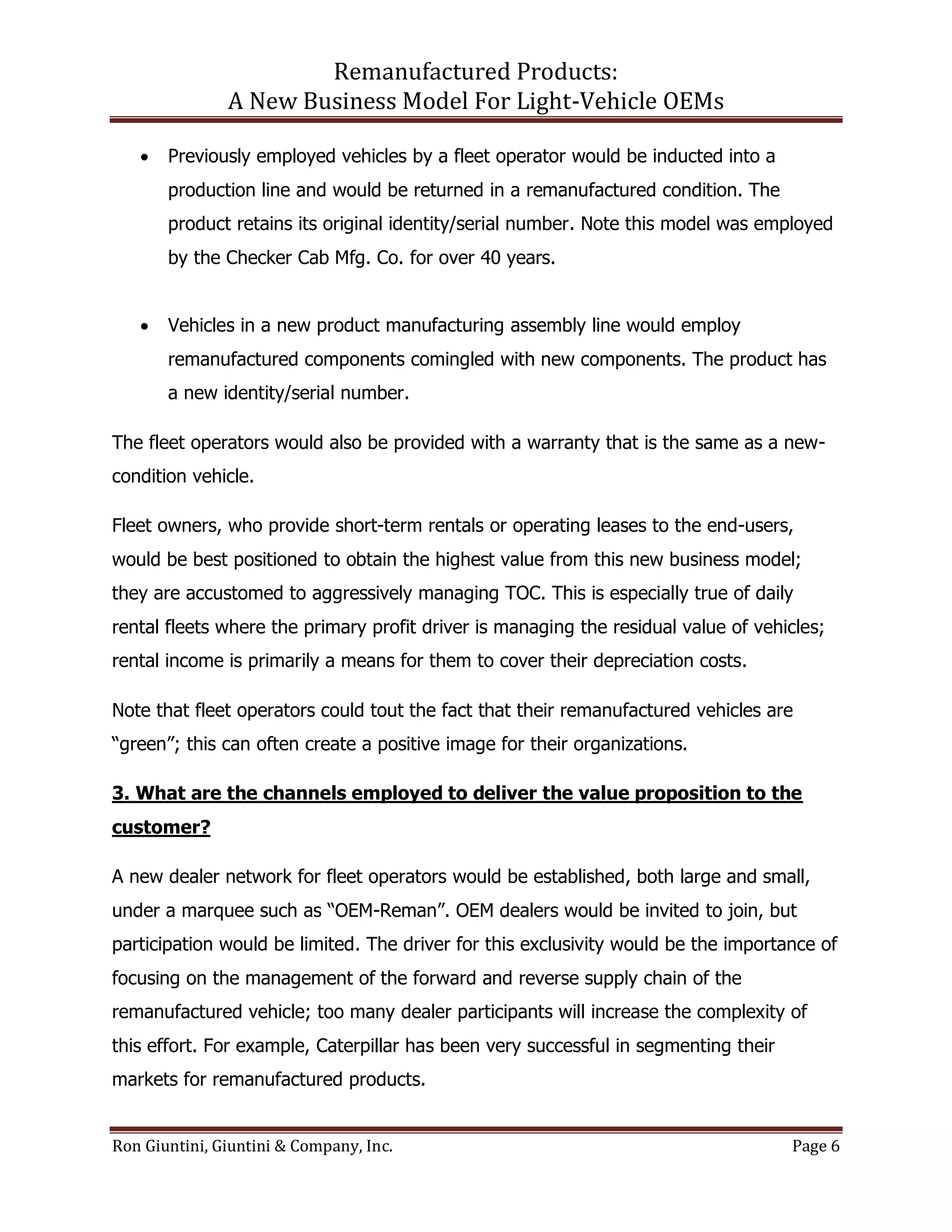 Remanufactured Products: A New Business Model For Light-Vehicle OEMs | PDF