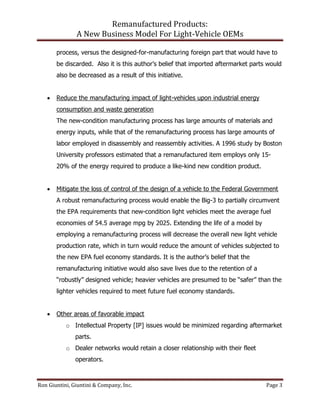 Remanufactured Products: A New Business Model For Light-Vehicle OEMs | PDF