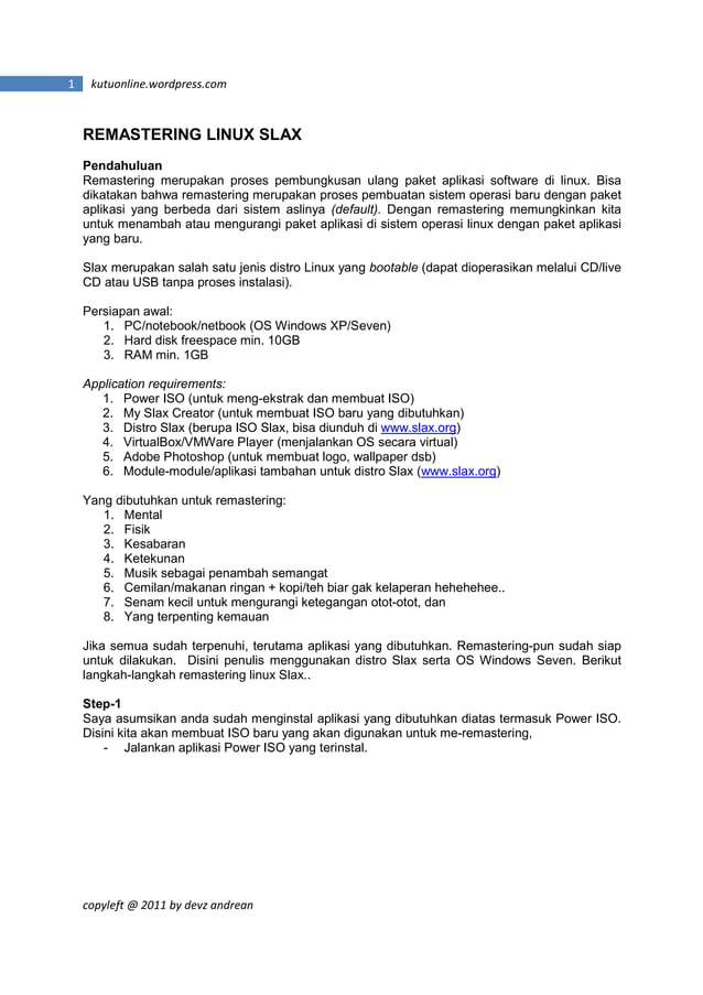 Remastering linux slax | PDF