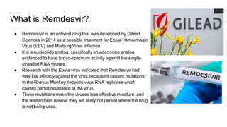 Remdesivir ; Role of remdesivir in COVID 19 | PPTX