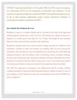 Remdesivir used for covid 19 | PDF
