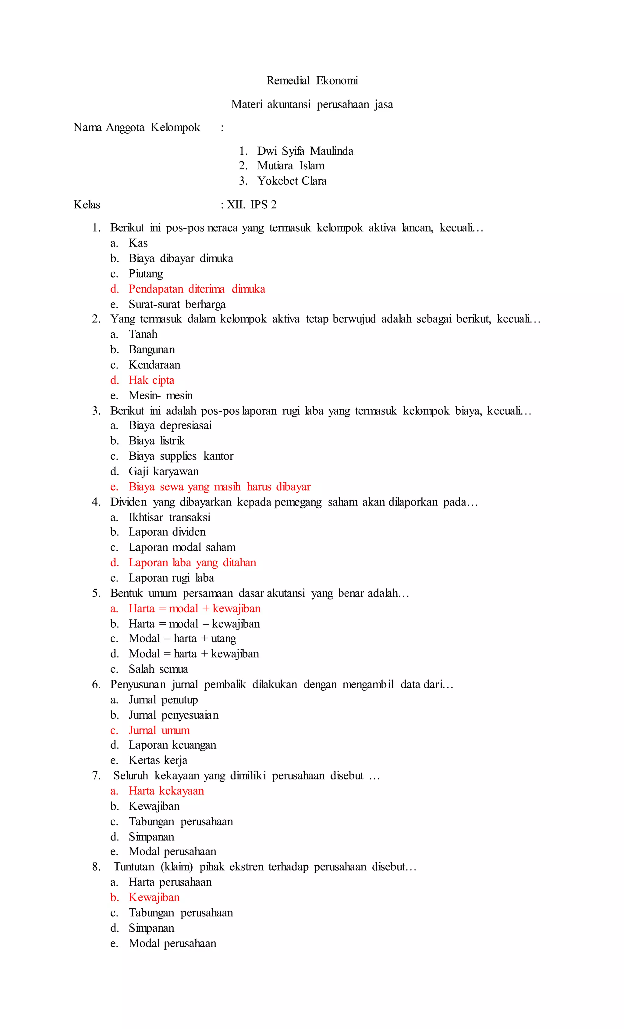 Remed ekonomi kelompok dwi syifa kelas 12 ips 2 | DOCX