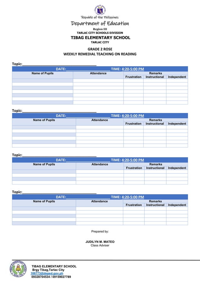 REMEDIAL-ATTENDANCE.docx | Educational Assessment | Education