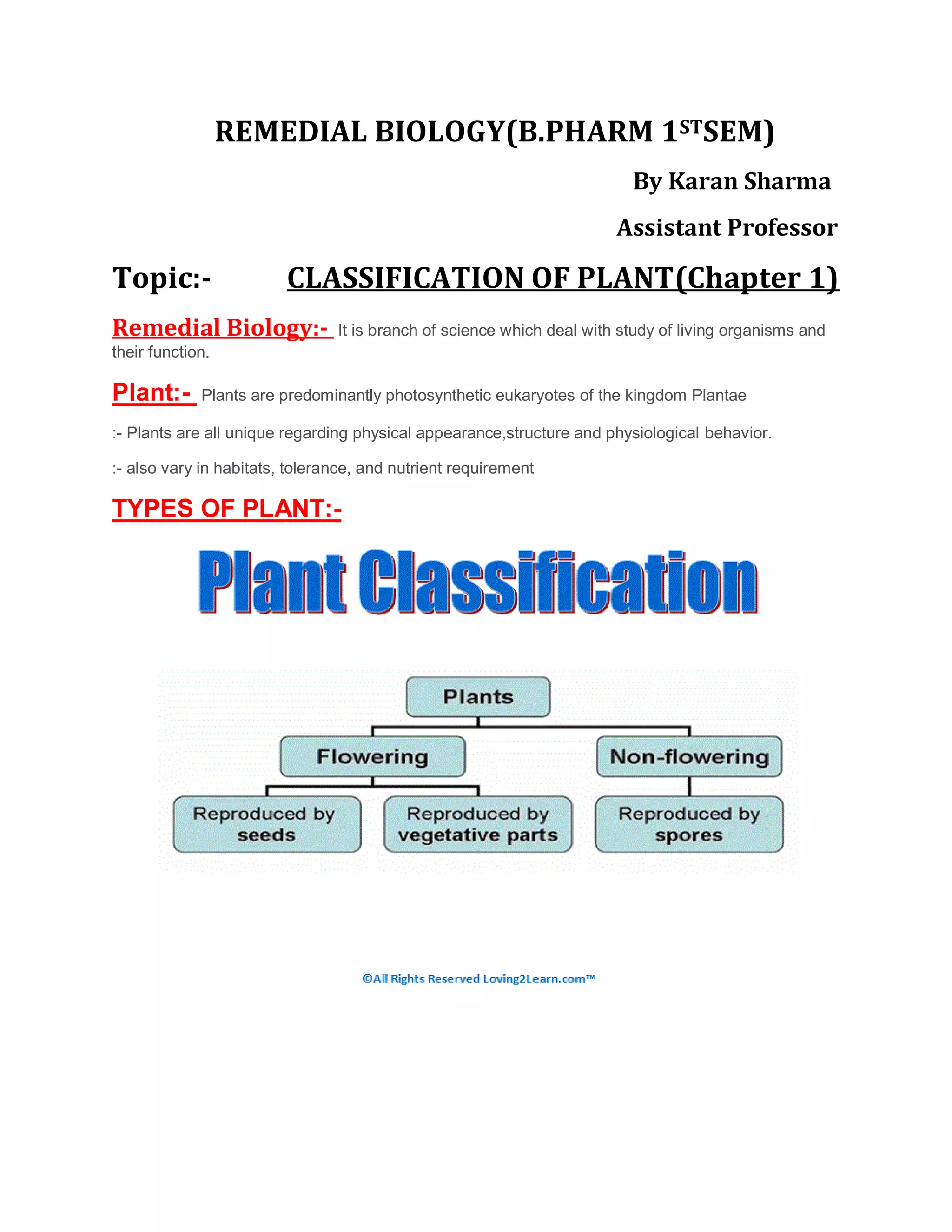 B PHARMA REMEDIAL BIOLOGY Chapter 1.pdf
