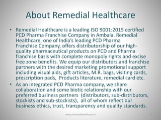 Remedial healthcare pcd pharma franchise ppt | PPT