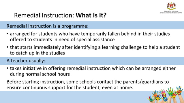 REMEDIAL INSTRUCTION.pptx | Education industry | Industries