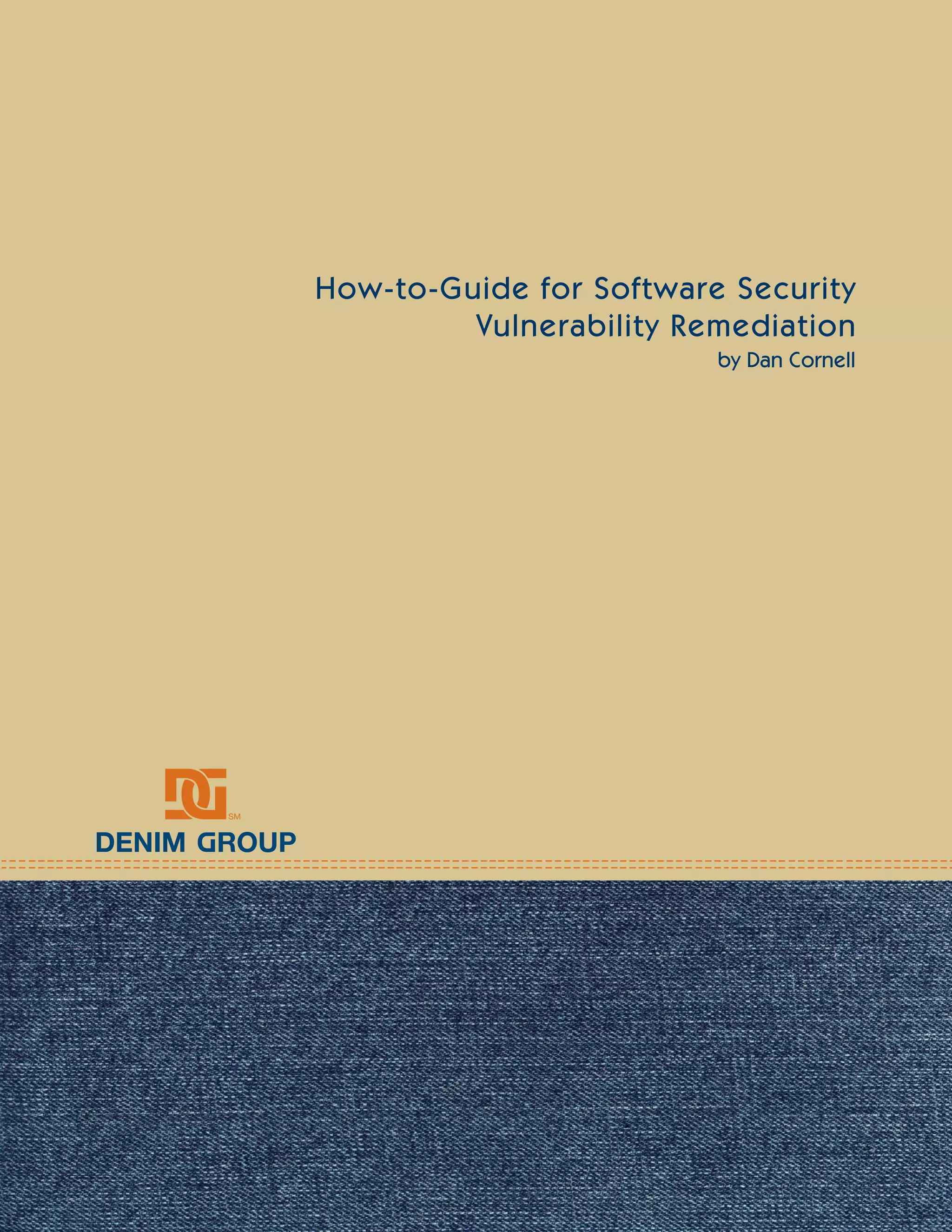 How-To-Guide for Software Security Vulnerability Remediation | PDF