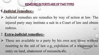 Remedies under law of torts | PPTX