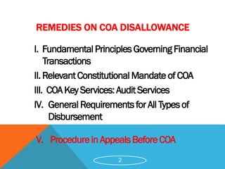 Remedies on COA disallowance | PDF