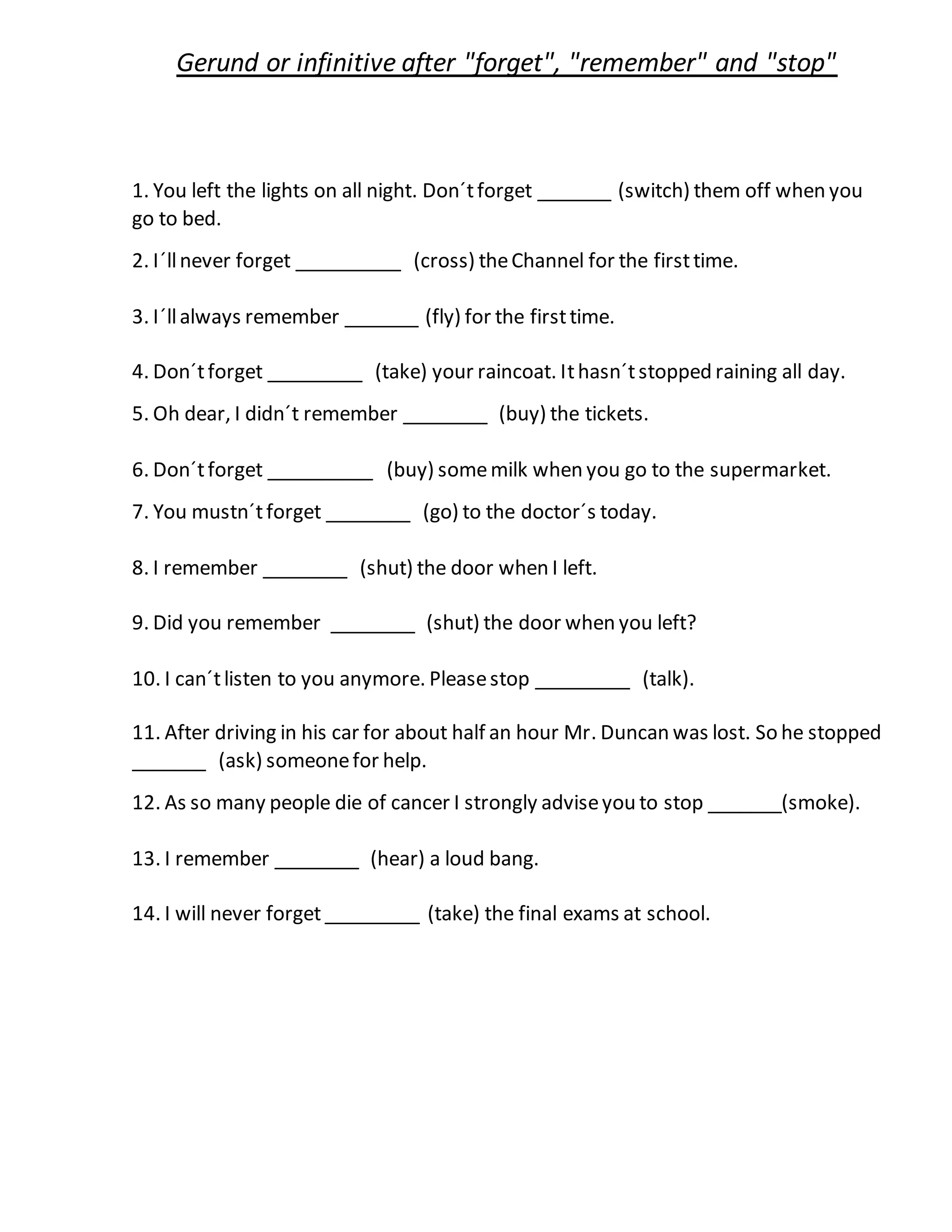 Remember exercise-1 | DOCX