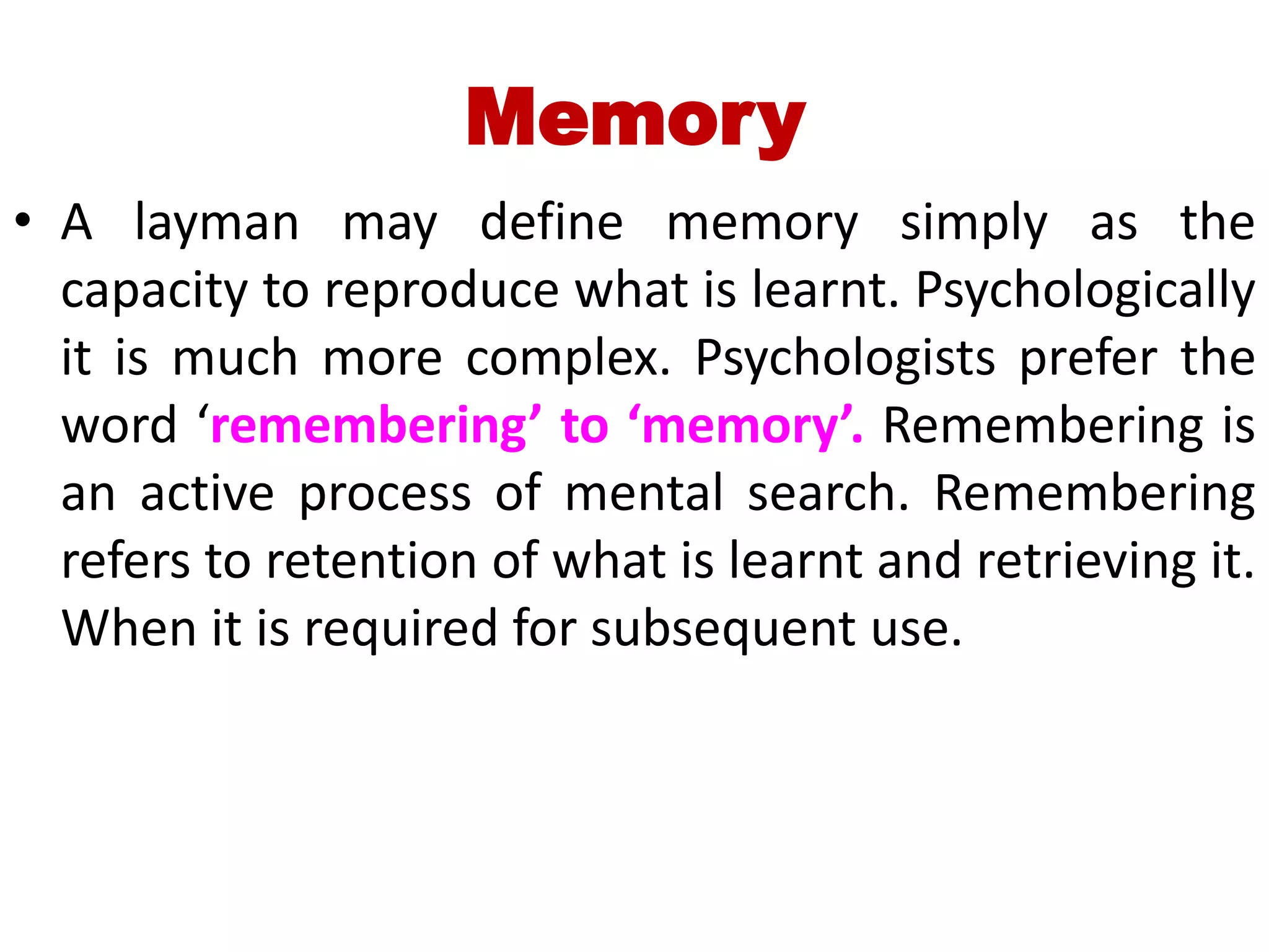 Remembering and forgetting | PPT | Free Download