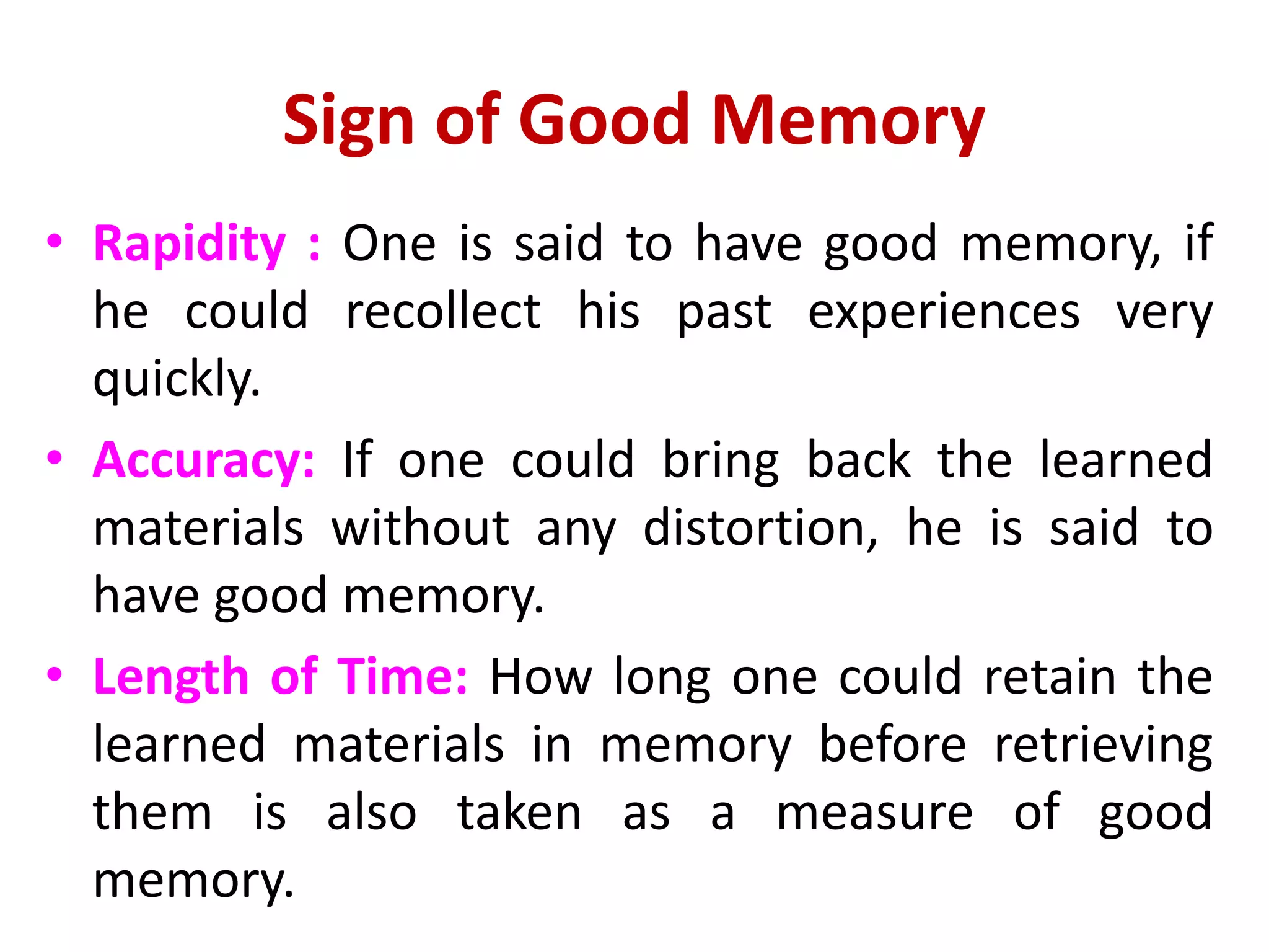 Remembering and forgetting | PPT