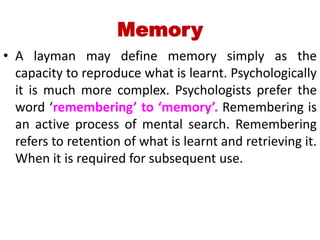 Remembering and forgetting | PPT