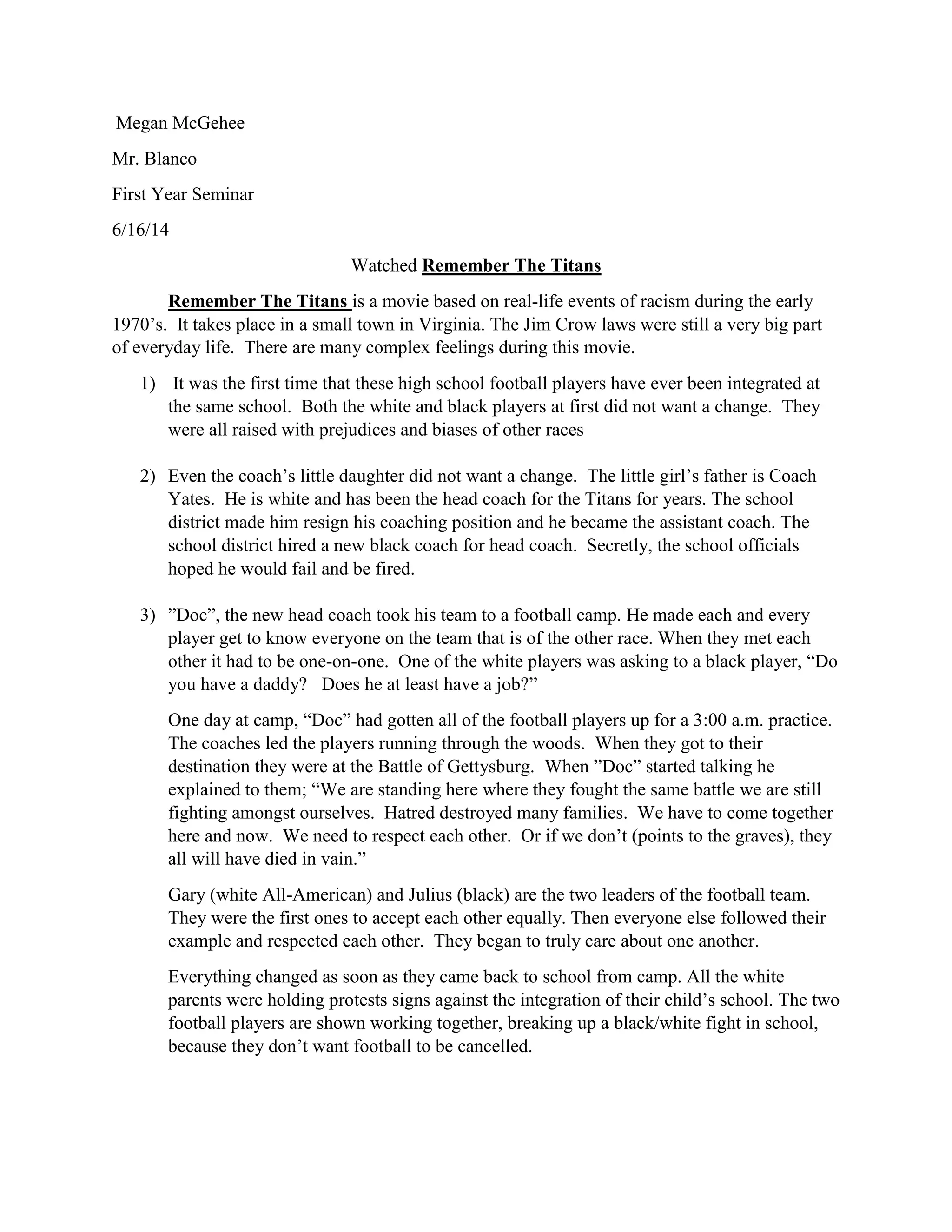 Remember the titans doc1 | DOCX