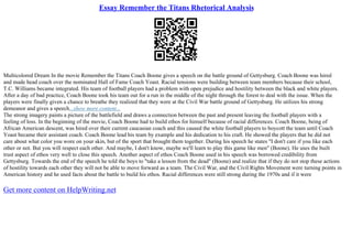 Remember The Titans Essay | PDF