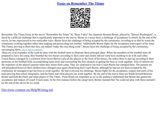 Remember The Titans Essay | PDF