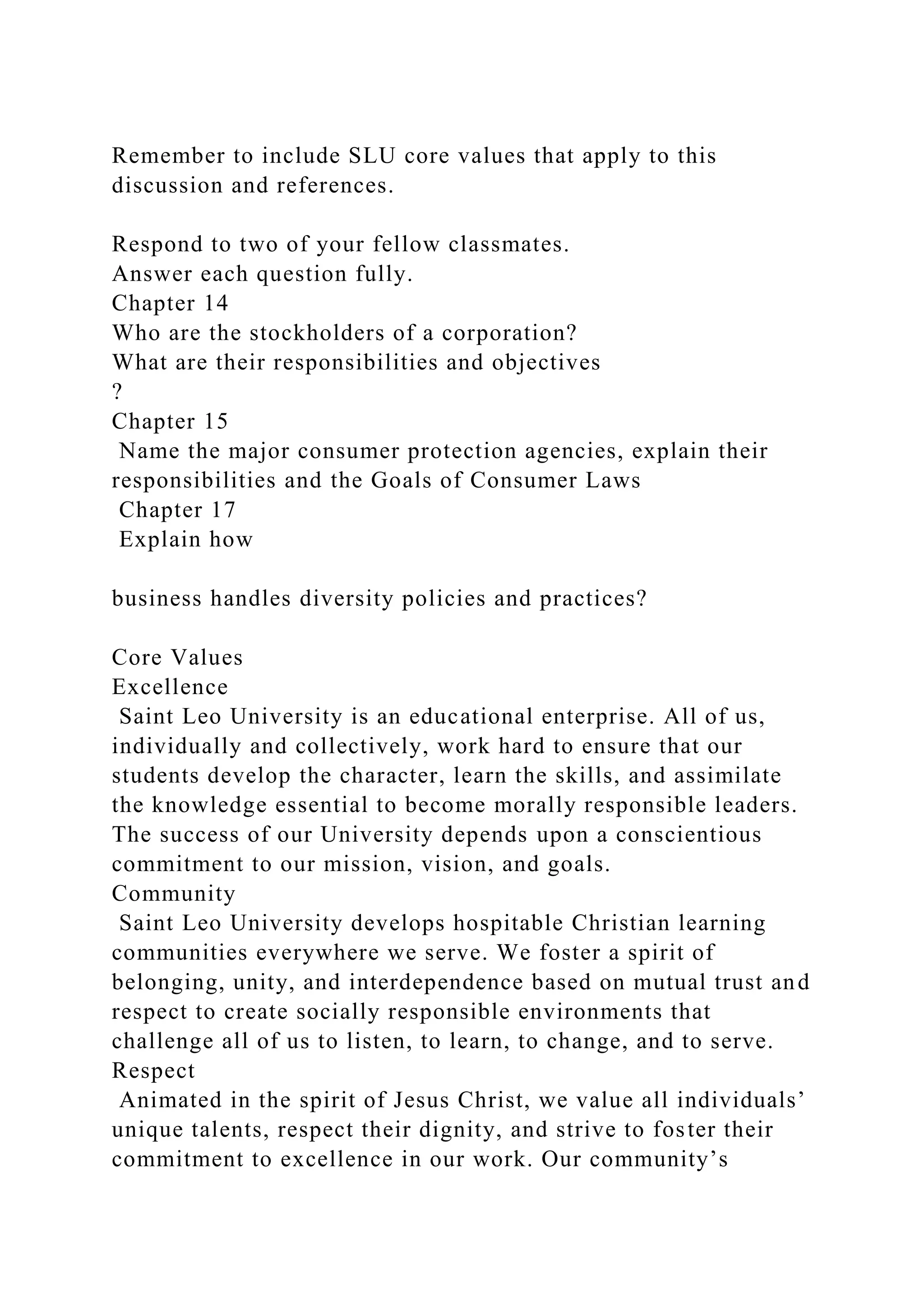 Remember to include SLU core values that apply to this discussion an.docx