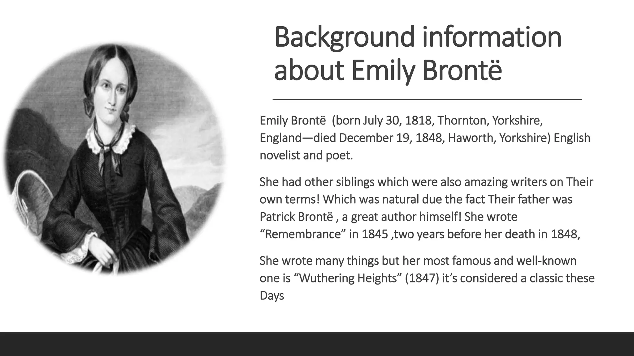 remembrance by Emily Brontë | PPTX