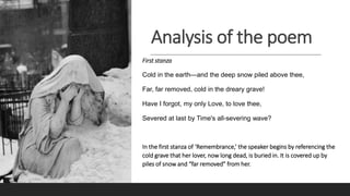 remembrance by Emily Brontë | PPTX