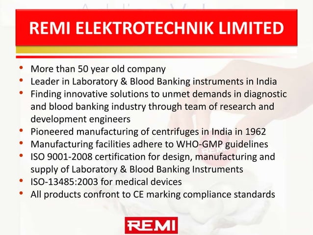 Remi Elektrotechnik Ltd - Company Overview | PPT