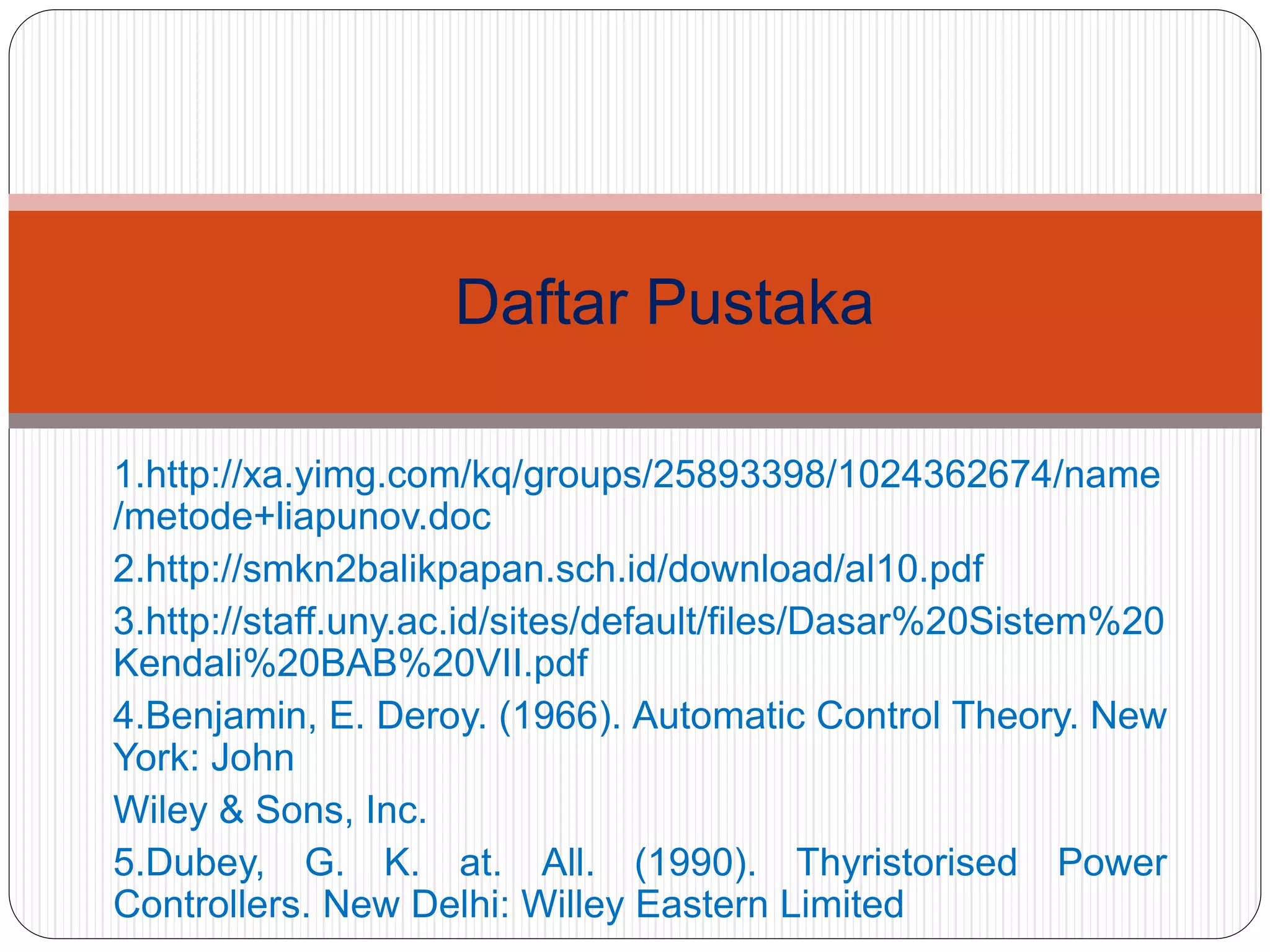 Remidial konsep kestabilan sistem non linear dan metode lyapunov | PPT