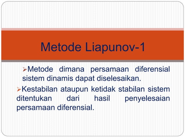 Remidial konsep kestabilan sistem non linear dan metode lyapunov | PPT