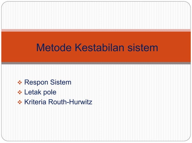 Remidial konsep kestabilan sistem non linear dan metode lyapunov | PPT